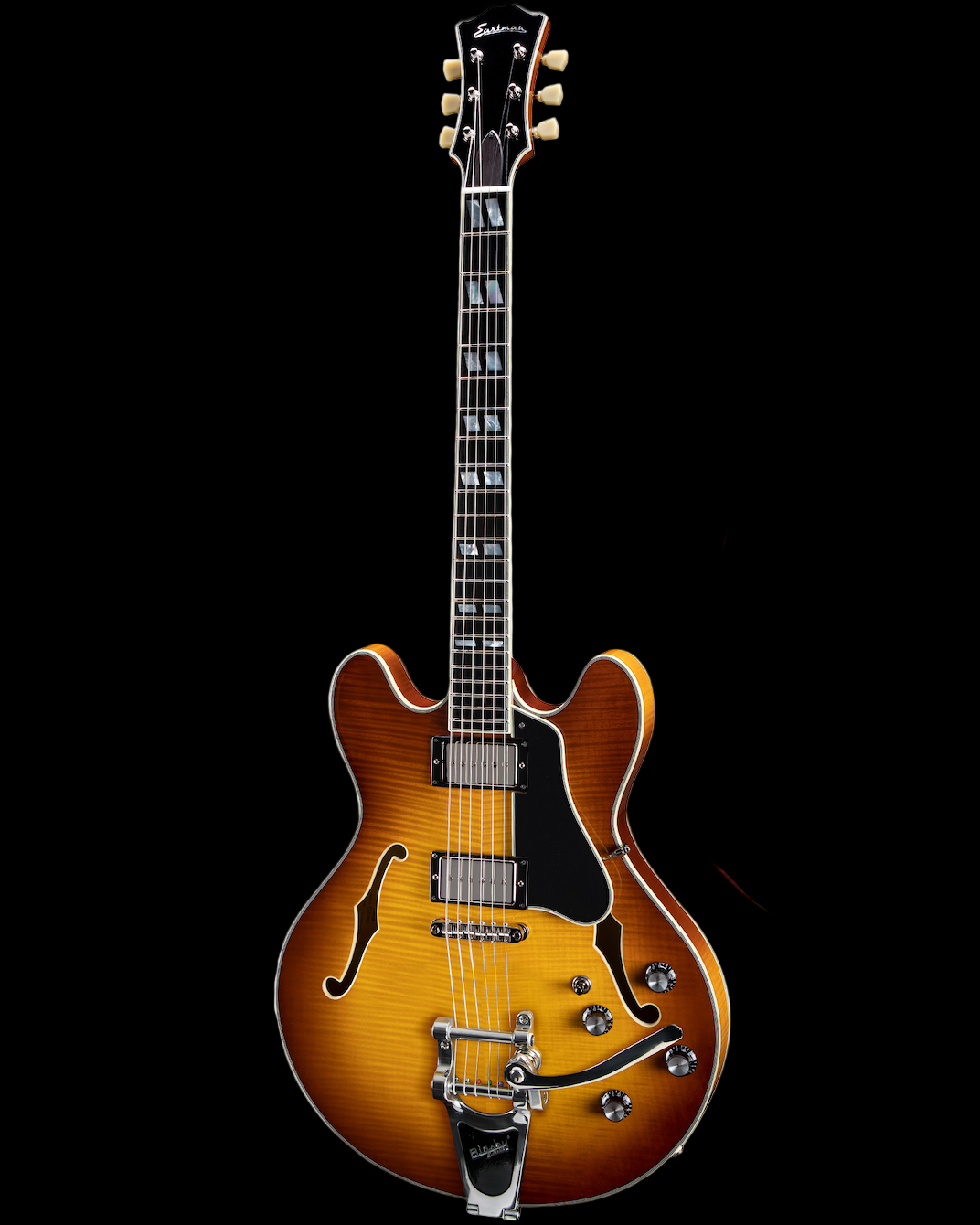 Eastman T486B-GB Semi Hollow Goldburst Electric Guitar – The Guitar ...